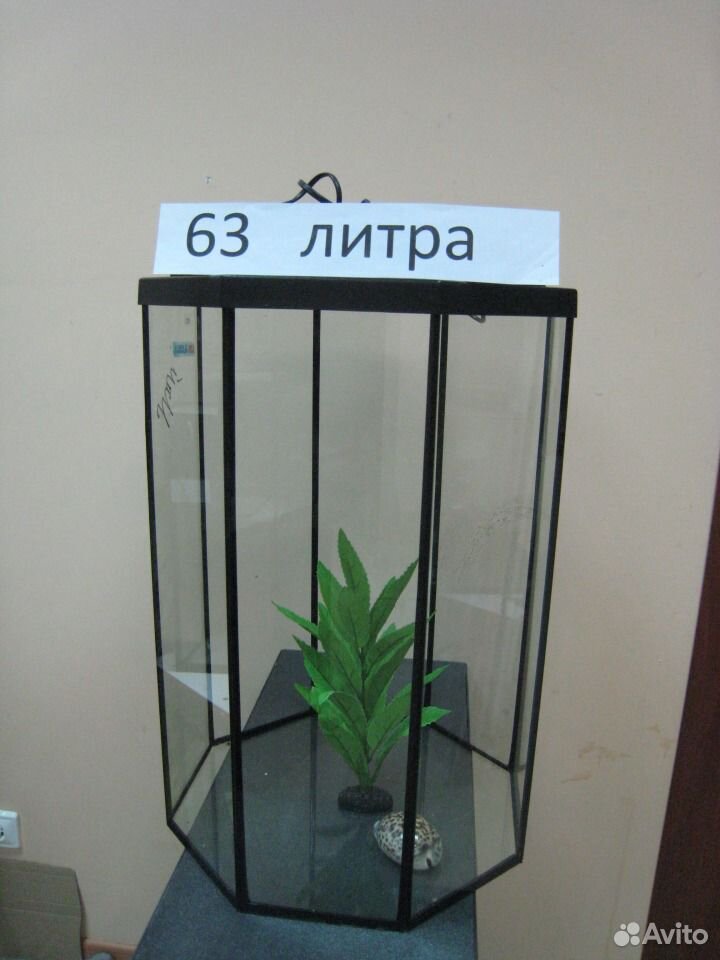 Новый гранёный аквариум 63л